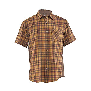 Club Ride Apparel Men's Detour Short Sleeve Cycling Jersey, Comfort Snap Down Top, Moisture Wicking Riding Shirt with Pocket, 50 UPF Breathable Bike Shirt, Khaki/Cayenne, Small