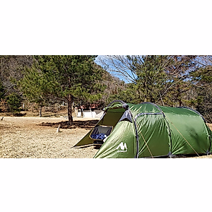 4 Person Tents for Camping, Ayamaya Tunnel Tent Camping with Vestibule 3-4 Person Waterproof, 2 Devided Rooms Bicycle Tent with Footprint for Bikepacking/Motorcycle Travel Hiking Mountaineering