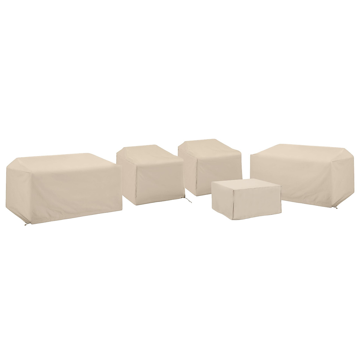 Crosley Furniture Patio Furniture Covers, Waterproof 5-Piece Cover Set for Outdoor Sectional Sofa Sets, Tan