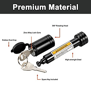 TOPSHINE Trailer Hitch Lock Black, Hitch Pin Lock with 5/8 Inch Diameter Anti-Theft Hitch Locking Pin for 2 Inch Receiver