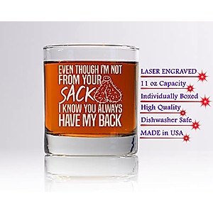 CARVELITA I Know You Always Have My Back Whiskey Glass - 11oz Old Fashion Bourbon Rocks Glass - Bonus Dad Gifts - Step Dad Gifts - Birthday Gifts For Stepdad - Stepdad Gifts - Sarcastic Gifts