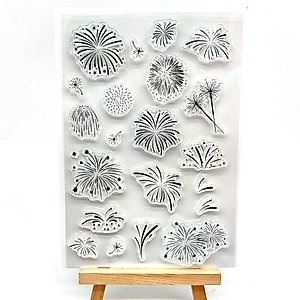 NZJ Merry Christmas Firework Cheer Clear Stamp Background Transparent Silicone Stamp Spill and Splatter Rubber Stamp for Scrapbook Journal Card Making 4.3 x 6.3 Inch
