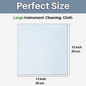 CATIFLIN 8 Pack Large Instrument Cleaning Cloth, Lint Free Guitar Cleaning Cloth, Soft Polishing Cloth For Flute, Cello, Viola, Violin, Trumpet, Clarinet, String Instruments (12"X12", Light Blue)