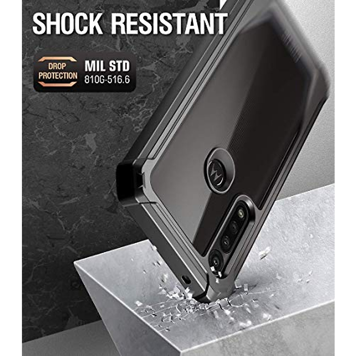 Poetic Guardian Series Case for Moto G Power (2020), [Not Fit 2021 Version & MOTO G8 POWER (INTERNATIONAL VERSION)] Full-Body Hybrid Shockproof Bumper Cover with Built-In-Screen Protector, Black/Clear