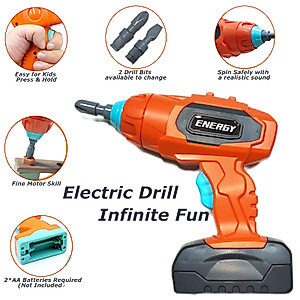 Kids Tools Set, SWGIEEI 144 PCS Toddler Tool Box with Tools & Electronic Toy Drill, Pretend Play Toddler Tolls, Toy Tools for Kids Boys Girls Ages 3,4,5,6,7,8 Years Old