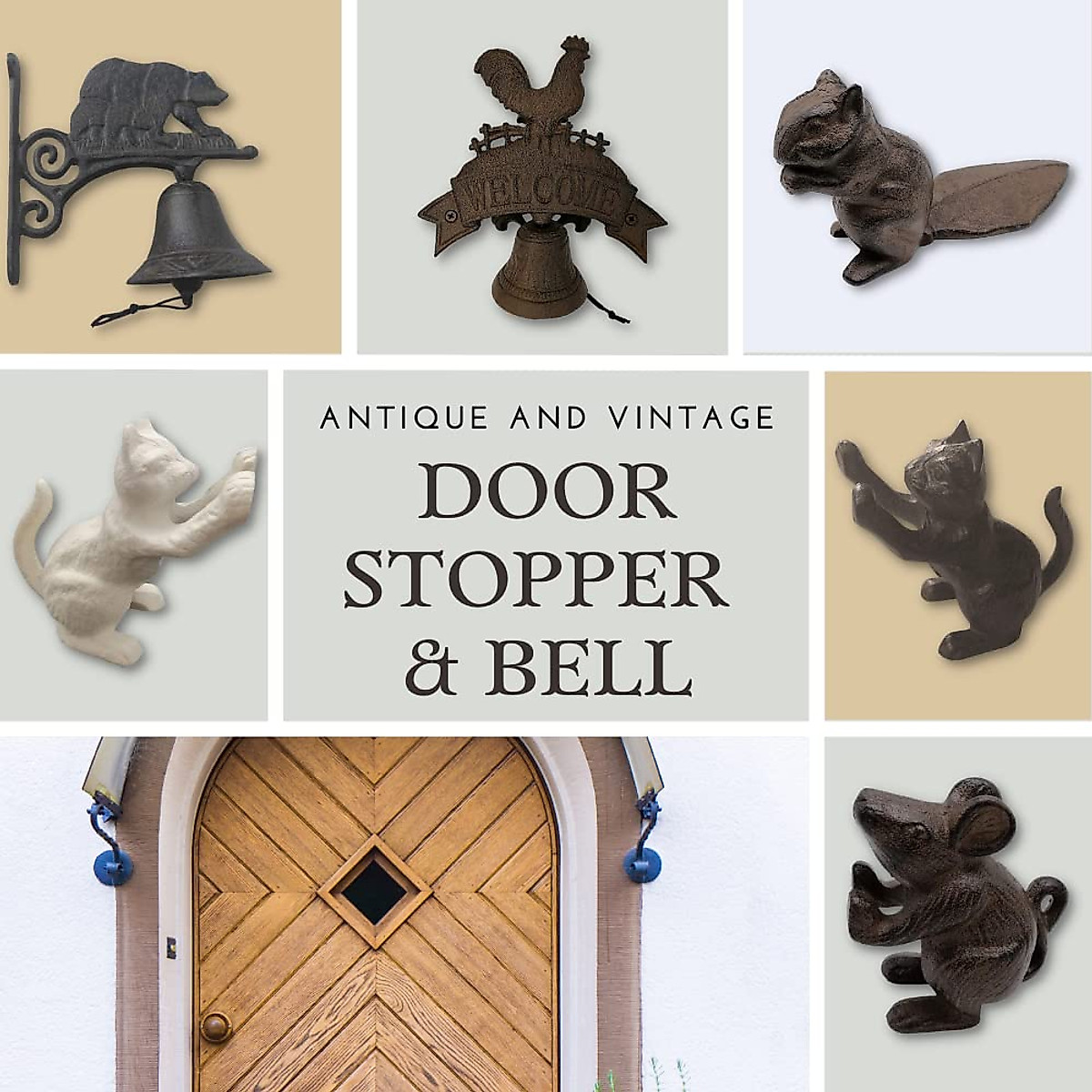 Comfy Hour 3.5" Cast Iron Yoga Frog Door Stopper, Brown, Antique & Vintage Collection