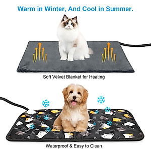 Pet Heating Pad for Dogs and Cats,Dog Cat Heating Pad with Auto Timer and Chew Resistant Cord, 9 Adjustable Temperature Waterproof Heated Pet Bed Mat,27.5 x 17.7 inches…