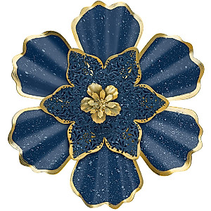 LINZHEN Large Metal Flower Wall Art Decor 12" Wall Hanging for Indoor Outdoor Bathroom Home Living Room Office Garden for Balcony Patio Porch Home Yard Decoration,Silver