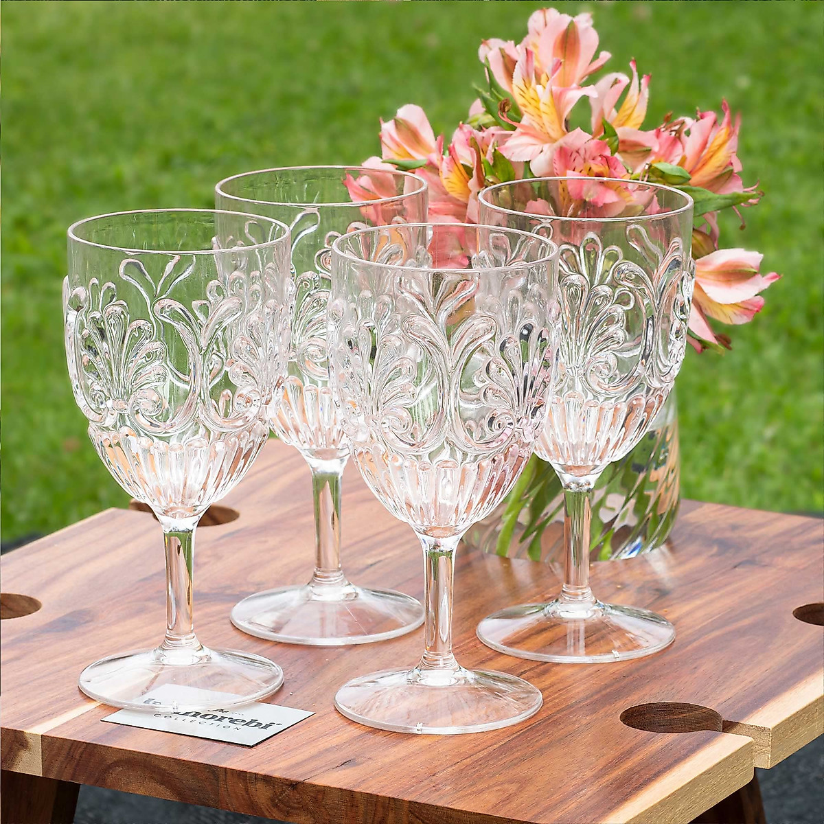 Komorebi Shatterproof Acrylic Wine Glasses - Unbreakable Plastic Goblets, BPA-Free & Drop-Proof Glassware - Elegant Drinkware for Indoor & Outdoor Use - 14oz, Set of 4 (Clear)