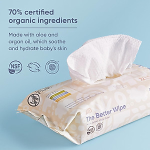 MADE OF Organic Sensitive Baby Wipes - Hypoallergenic Soothing Wipes for Sensitive Skin - Fragrance-Free, Chemical-Free, Alcohol-Free - Water Based Soothing Aloe and Argan Oil (72 Count (Pack of 1))