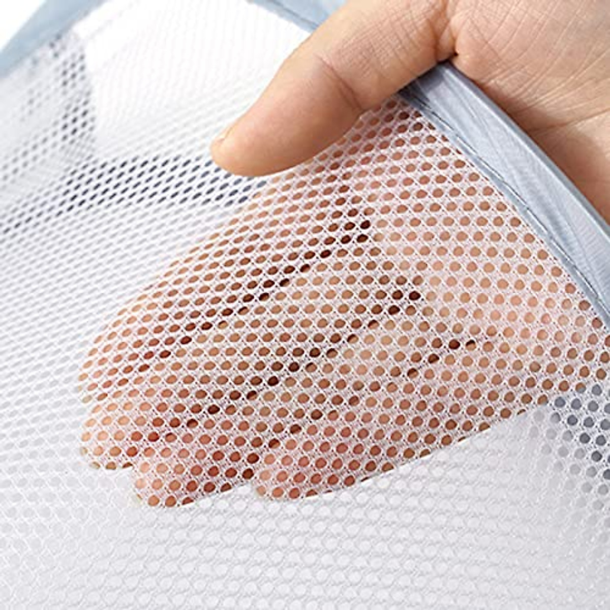 YESBAY Clothes Basket Mesh Clothes Hamper Durable Mesh Household Laundry Cart Grey