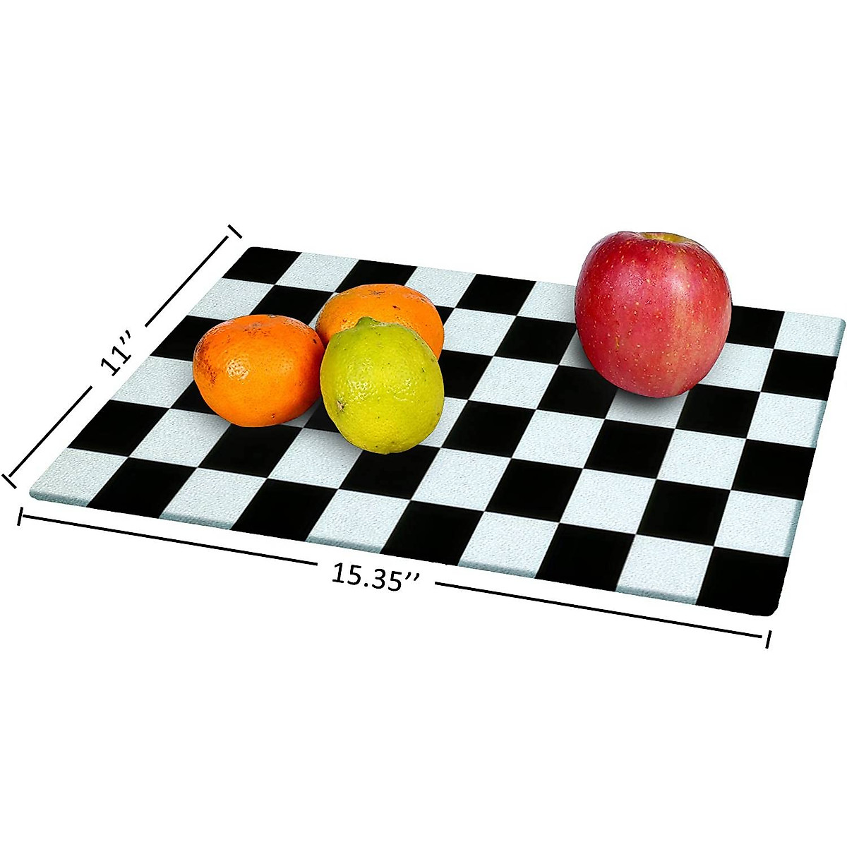 Tempered Glass Cutting Board Black and white checkered seamless Endless Racing flag texture Tableware Kitchen Decorative Cutting Board with Non-slip Legs, Serving Board, Large Size, 15" x 11"