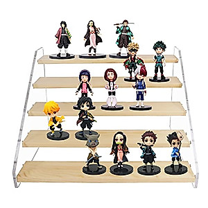 VAEHOLD Spice Rack Organizer for Cabinet & Countertop - Seasoning Organizer Spice Shelf - Space Saving Wooden Display Risers Shelf Showcase Fixtures Jewelry (5 Tier)