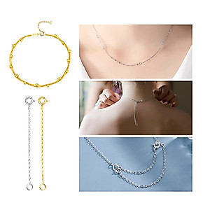 ADMITRY 925 Sterling Silver Necklace Extender,Durable Chain Extenders,Necklace Bracelet Anklet Jewelry Extension for Women (1 2 3 Inch)