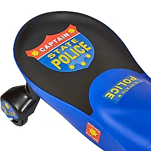 Police Wiggle Car Ride On Toy – No Batteries, Gears or Pedals – Twist, Swivel, Go – Outdoor Ride Ons for Kids 3 Years and Up by Lil’ Rider (Blue)