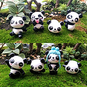 Cemtetnech panda cake topper set cute panda figures Cute Panda Characters Toys Mini Figure Collection Playset for panda theme party supplies（13pcs）