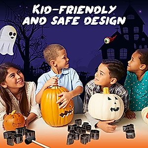 Pumpkin Carving Kit with Hammer - Halloween Decor - Pumpkin Carving Stencils - Pumpkin Carving Tools for Halloween Decoration, Safe & Easy for Kids - 24 Pieces