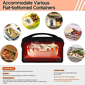 WIRITH Mini Portable Oven,Food Warmer Electric Lunch Box Mini Personal Heated Lunch Box,Slow Cooker with 12V Vehicle Plug,for Cooking and Reheating Meals in Vehicles and Trucks for Work (Black)