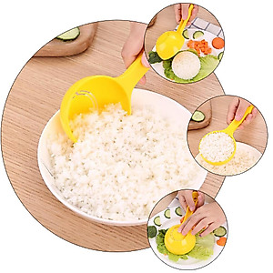 2Pcs Yellow Rice Paddle Scoop Mold For Rice Ball Making,Non-stick Sushi Mold Rice Ball Scooper Rice Spatula Kitchen Gadge for Home Kitchen Serving Spoon for Rice Sushi Making Rice and Potato Servers