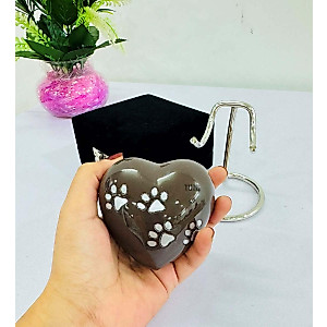 Brown Foot Print Heart Urn Keepsake Cremation Urn for Human pet Ashes Handcrafted Urn Heart Shaped - Perfect for Adults & Infants with Brass Stand 3inch