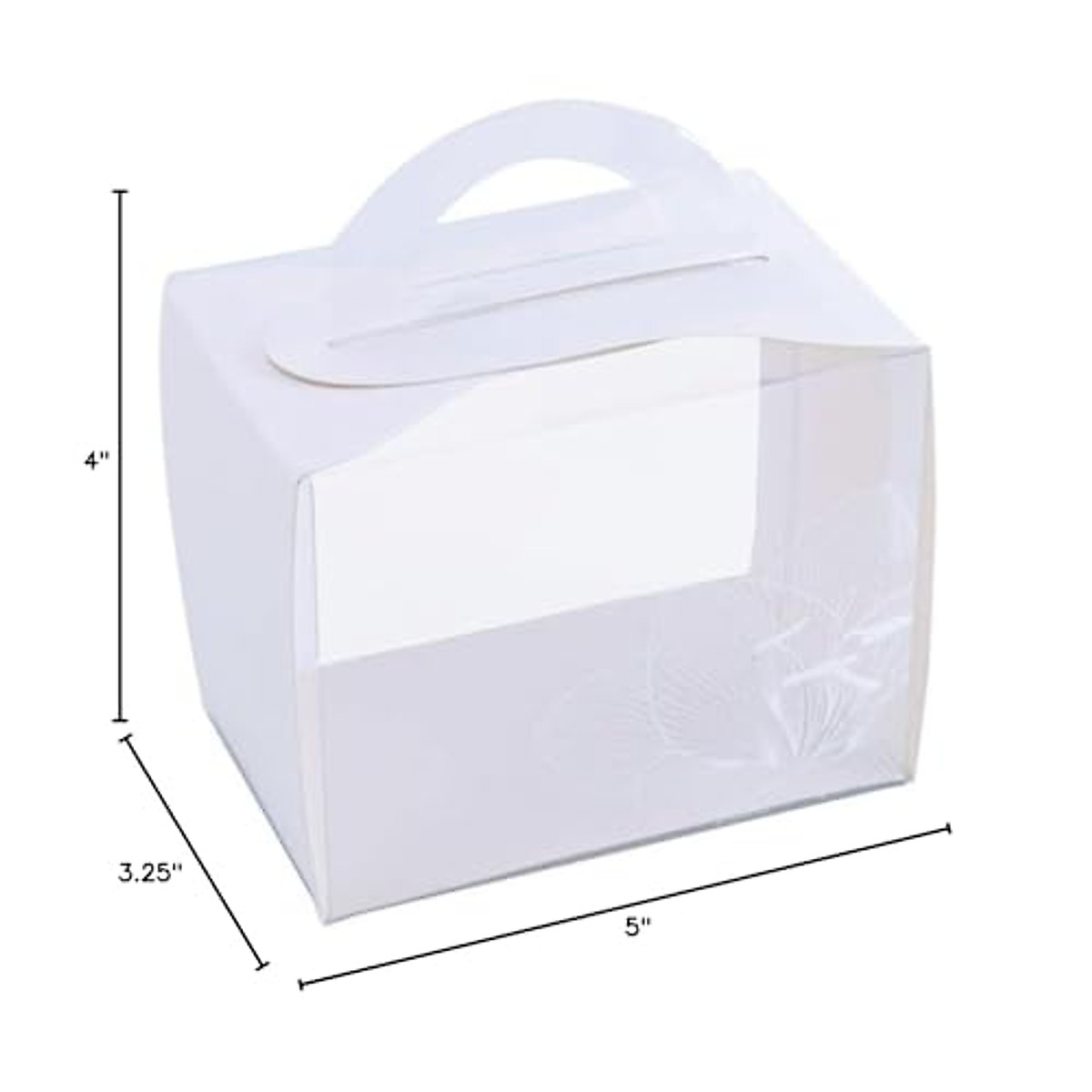 Restaurantware-5 Inch x 3.25 Inch Individual Cupcake Boxes, 100 Disposable Cupcake Display Boxes - With Handle, Lotus Accent, Clear Plastic Single Cupcake Containers, For Weddings Or Birthdays