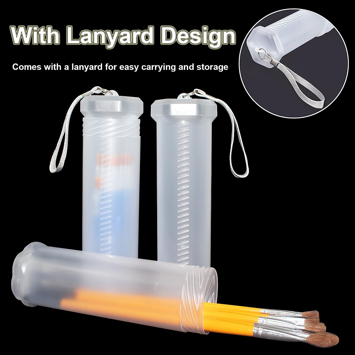 Chistepper 4 Packs Extendable Plastic Brush Case Extra Long Paint Brush Holder Clear Paint Brush Storage Box Long Brush Tube Storage Watercolor Pen Container (4)