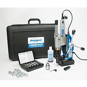 Hougen HMD905S 115-Volt Swivel Base Magnetic Drill with Coolant Bottle Plus 1/2" Drill Chuck, Adapter and 12002 Rotabroach Cutter Kit