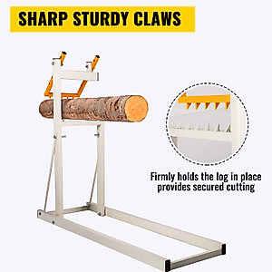 VEVOR Logging Saw Horse Durable Steel Log Sawhorse, Foldable Log Cutting Stand with Sharp Claws and Adjustable Height, Horse Stands for Cutting Wood, Space-Saving Sawbuck, Easy to Assemble and Carry