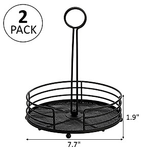 ZOOFOX 2 Pack Metal Condiment Caddy, Tabletop Spice Organizer for Kitchen Pantry, Patio Tables, Countertop, Picnics, Dining Table, BBQ
