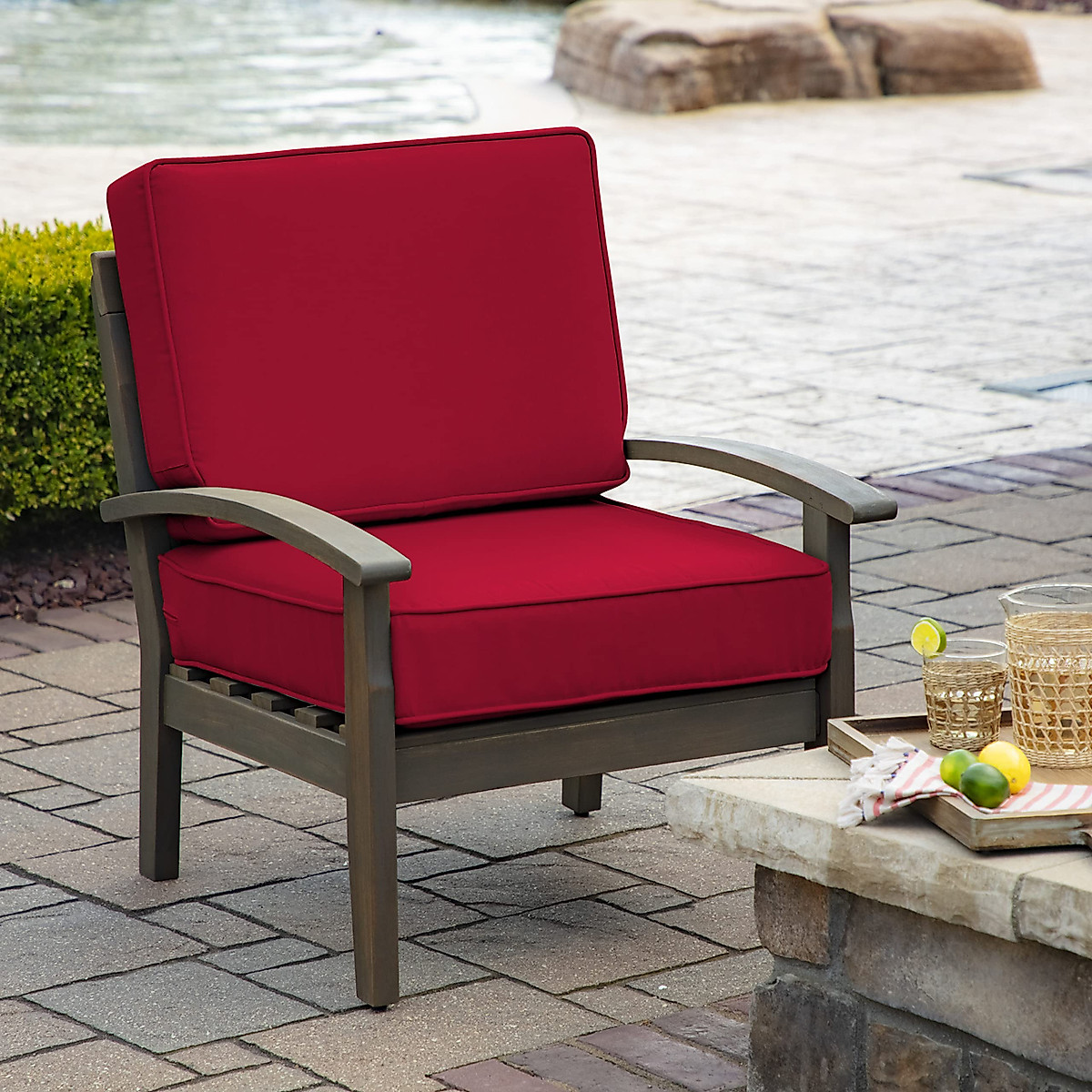 Arden Selections ProFoam Performance Outdoor Deep Seating Cushion Set 24 x 24, Caliente Red