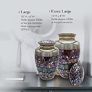 Glass Mosaic Cremation Urns for Human Ashes Adult Female Urn for Funeral, Burial, Niche, or Columbarium Urns for Ashes Adult Male - Large & XL Cremation Urns for Adult Ashes