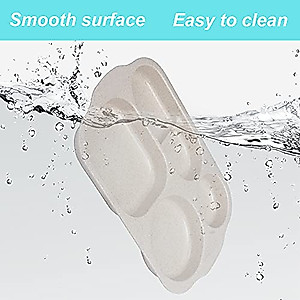 2 Pcs Wheat Straw Divided Plates, School Lunch Trays, Fast Food Trays Cafeteria Trays with Compartments, Home Restaurant(Beige)