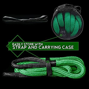 STREAL 1” x 30ft Recovery Tow Rope Kit - Kinetic Energy Offroading Strap - Heavy Duty (Strength of 36,000lbs) for Trucks Vehicle ATV UTV SUV - Includes 2 Soft Shackles and Storage Bag - 4Pcs