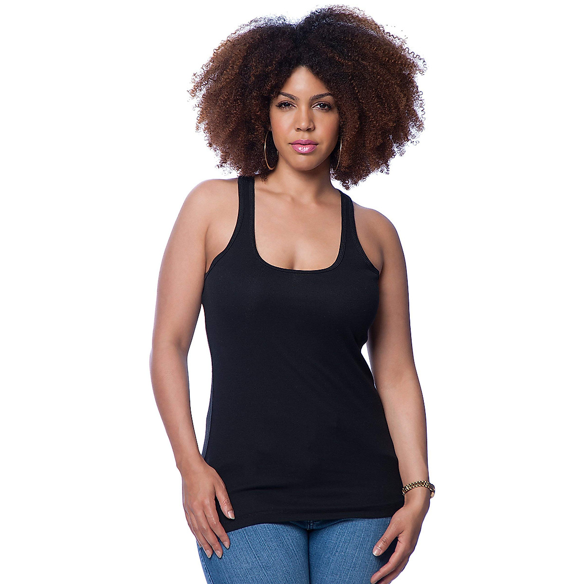 Zenana Outfitters 4 Pack Womens Basic Ribbed Racerback Tank Top WHITE/WHITE/BLACK/BLACK M