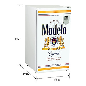 Modelo 3.2 cu ft (90L) refrigerator Compact Fridge with Bottle Opener White Space Saving Flat Back Design Reversible Door Adjustable Temperature Control Tempered Glass Shelves Office home bar Room RV