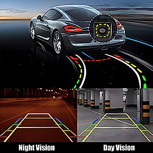 Car Backup Camera, Waterproof Ultra HD 12 LED Night Vision Rear View Camera, 170° Wide View Angle Long License Plate Frame Camera, Universal Cars, SUV, Trucks, RV