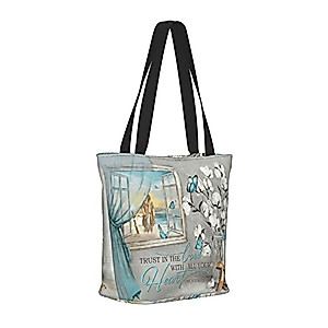 SENROLAN Bible Tote Bag Christian Reusable Shopping Tote Bag Inspirational Scripture Gift Bags For Women Mothers Day