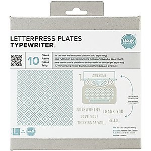 We R Memory Keepers 0633356037422 Printing Plate Letter Press-Typewriter Set (8 Piece)