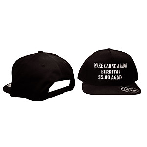 Make Carne Asada Burritos 5 Dollars Again Baseball Cap - Red Trump Parody Hat - Make America Great Again Remix - Funny Political Laugh