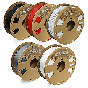OVERTURE Easy PLA丨 1.75mm 3D Printer Filament, 5kg Cardboard Spool (11lbs), Dimensional Accuracy +/- 0.03mm, Fit Most FDM Printer (Black&White&Red&Rock White&Space Gray)