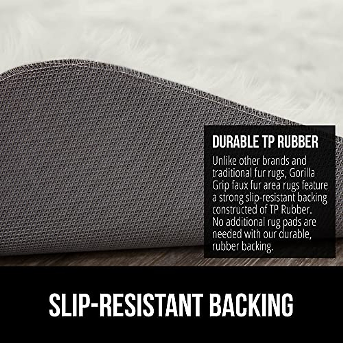 Gorilla Grip Fluffy Faux Fur Rug, Machine Washable Soft Furry Area Rugs, Rubber Backing, Plush Floor Carpets for Baby Nursery, Bedroom, Living Room Shag Carpet, Luxury Home Decor, 3x5, Ivory