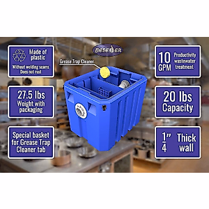 Grease Trap + Grease Trap Cleaner - Grease Interceptor 10 GPM - Grease Traps For Restaurants + Grease Trap Tablets 12 pcs - 20 Lb Grease Trap Interceptor - Plastic Under Sink Grease Trap