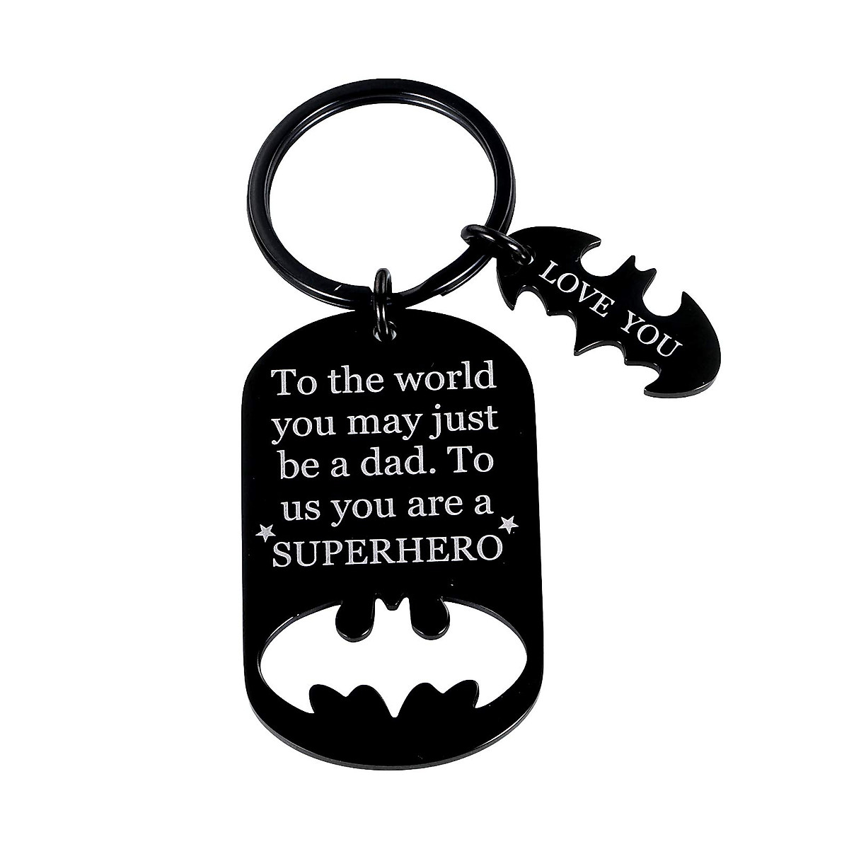 Fathers Gifts Dad Birthday Keychain for Daddy Step Dad to Be Husband from Daughter Son Wife Kids I Love You Key Ring Father of The Bride Step Father Figure Wedding Anniversary Men Him Black