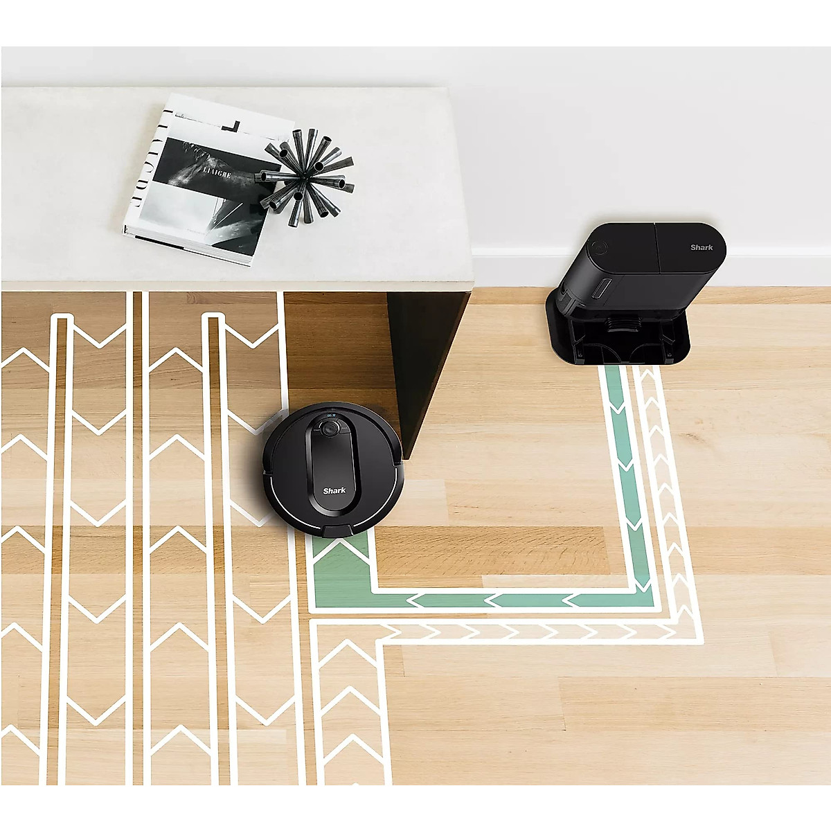 Shark IQ Wi-Fi Robot Vacuum w/ Self-Empty Base & Self-Cleaning Brushroll QR1000 (Renewed) (Black)