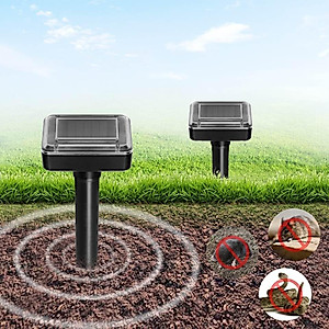 Vast Outdoors - Mole Repellent Solar Powered Outdoor Waterproof Ultrasonic Solar Snake Groundhog Repellent, Mole Repellent for Lawns, Chipmunk Repeller, Gopher Repellent for Lawn, Garden & Yard 4 Pack