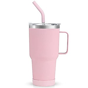 Zenbo 30 oz Tumbler with handle Keeps Drinks Cold up to 24 hours,Insulated Tumbler with Lid and Straw,Vacuum Thermal Cup with Handle,Leak Proof,Dishwasher safe