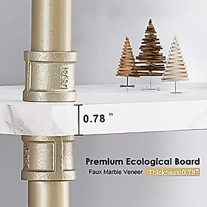 ivinta Corner Bookshelf with Storage, Wall Mount Pipe Shelves, White Corner Shelf Stand, Gold Metal Décor Bookcase, Modern Shelf Organizer Display Stand Rack for Bedroom, Bathroom, Living Room