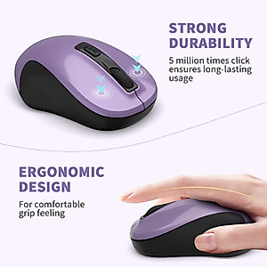LeadsaiL Wireless Computer Mouse, 2.4G Portable Slim Cordless Mouse Less Noise for Laptop Optical Mouse with 4 Buttons, USB Mouse for Laptop, Desktop, MacBook