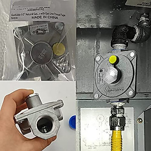 Guofulda 1/2'' Natural Gas Regulator, Inlet Pressure:1/2’’ PSIG, Outlet Pressure LPG 5" W.C, 1/2"-14NPT Grill Regulator for NG Gas Low Pressure Regulator with Gas Line Thread Tape