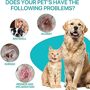 Kurchugo Dog Ear Cleaner, Ear Wash for Dogs & Cats, Dog Ear Hair Removal Powder, Pet Ear Infection Treatment, Effectively Removes Debris, Waxy, Buildup and Ear Odor, Soothes Itchy & Inflamed Ears